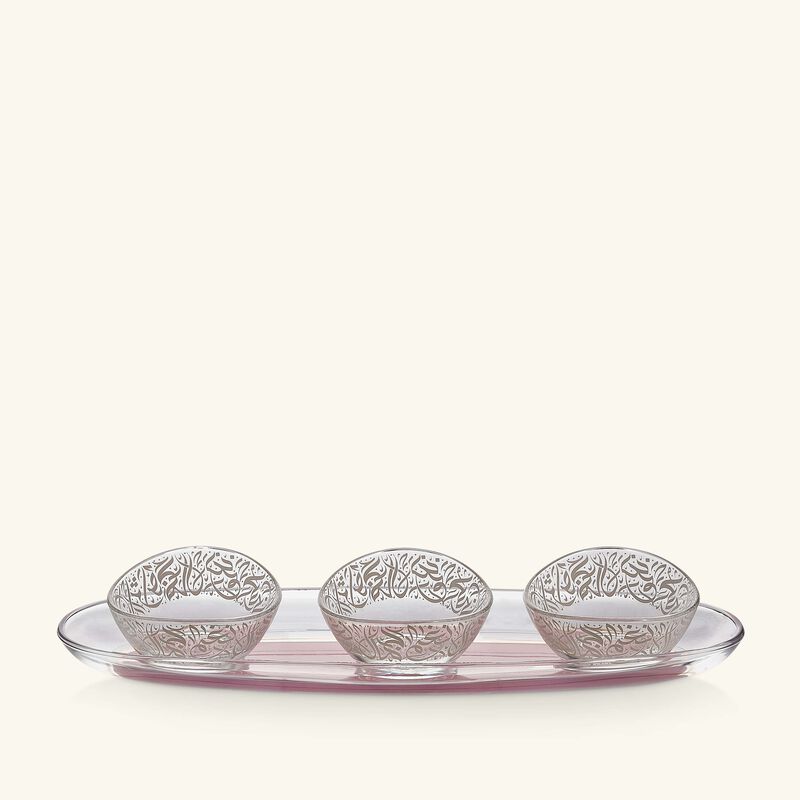 Dimlaj Nagham Serving Platter & Bowls Pink Set of 3 | Tanagra KSA