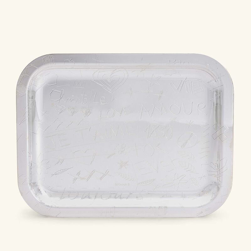 Christofle Graffiti Serving Tray Rectangular Medium Silver Plated | Tanagra KSA